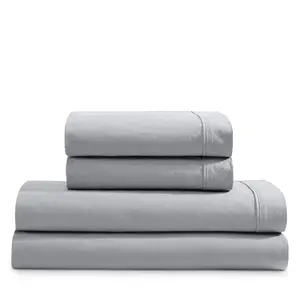 Calvin Klein Solid Washed Percale Cotton 4 Piece Sheet Set, Queen Grey/blue