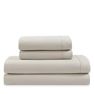 Calvin Klein Solid Washed Percale Cotton 4 Piece Sheet Set - Light Beige