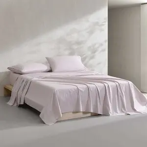 Calvin Klein Solid Washed Percale Cotton 4 Piece Sheet Set - Petal Pink
