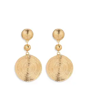 Ettika Textured Double Disc Drop Earrings - Gold