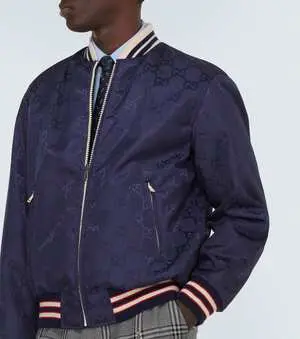 GUCCI リバーシブルナイロンブルゾン GG柄 ネイビー ジャケット Gucci Reversible Gg Bomber Jacket - Blue | Editorialist