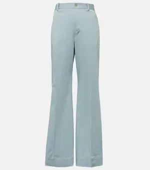 Plan C High-rise Flared Cotton-blend Pants