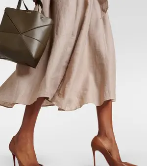 Loro Piana Belted Linen Midi Dress