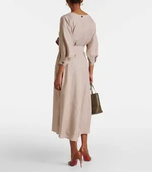 Loro Piana Belted Linen Midi Dress