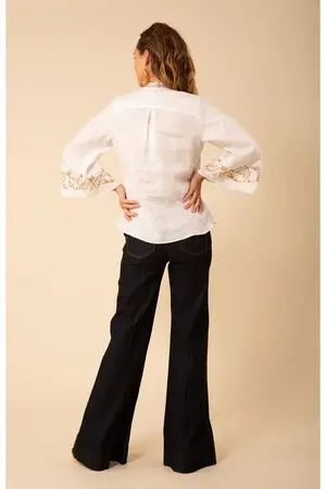 Hale Bob Kaia Embroidered Linen Top