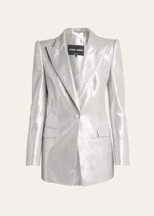 Giorgio Armani Crystal Embellished Blazer - Silver