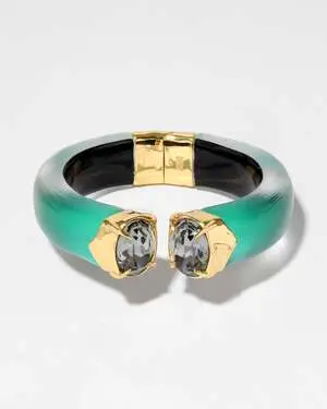 Alexis Bittar Alexis Bittar Bonbon Crystal Lucite Hinge Bracelet Metallic Emerald