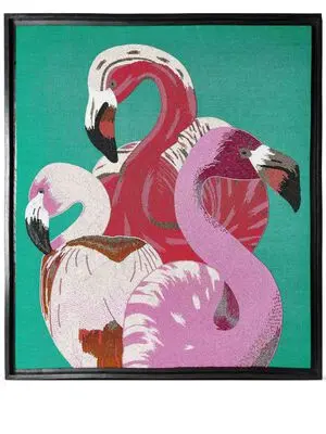 Jonathan Adler Flamingo Bead-embellished Wall Art - Green