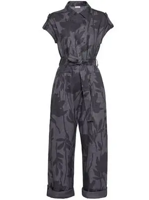 Brunello Cucinelli Floral-print Linen Jumpsuit