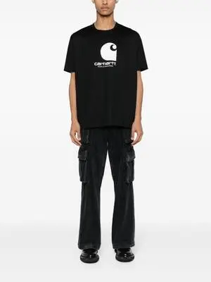Junya Watanabe X Carhartt Logo-print Cotton T-shirt - Black