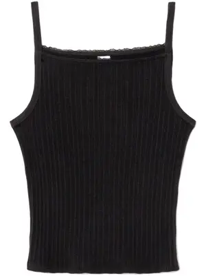 RE/DONE Ribbed-knit Cotton Tank Top - Black