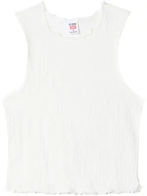 RE/DONE Crinkled Cropped Top - White