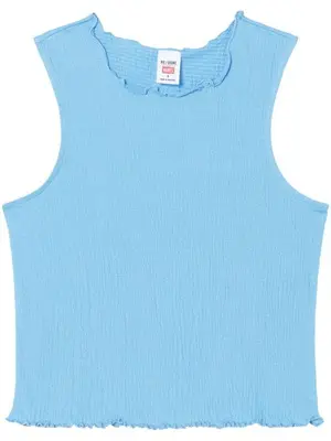 RE/DONE Crinkled Cropped Top - Blue