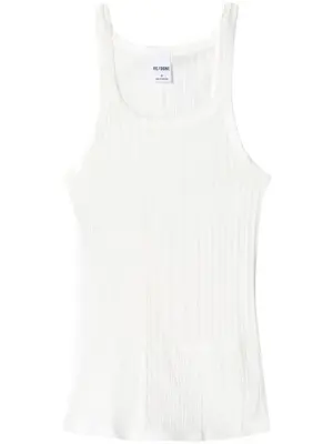 RE/DONE Mixed-panel Ribbed Tank Top - White