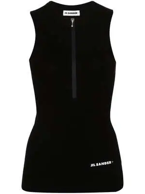 JIL SANDER Logo-print Fine-ribbed Tank Top