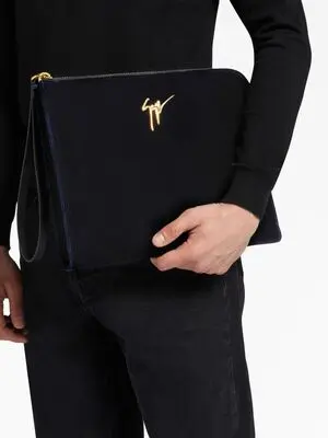 GIUSEPPE ZANOTTI Fabian Logo-plaque Clutch - Blue