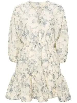Sandro Josella Floral-print Minidress - Neutrals