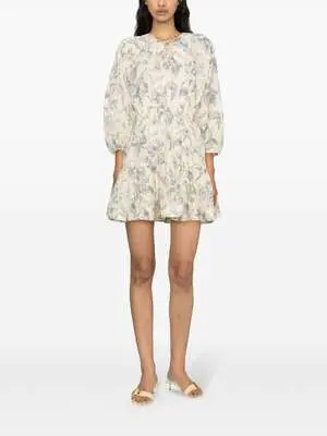 Sandro Josella Floral-print Minidress - Neutrals