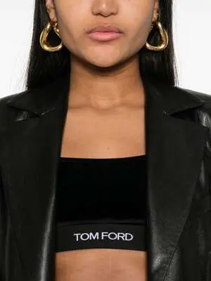 TOM FORD Logo-jacquard Velvet Bralette Top - Black