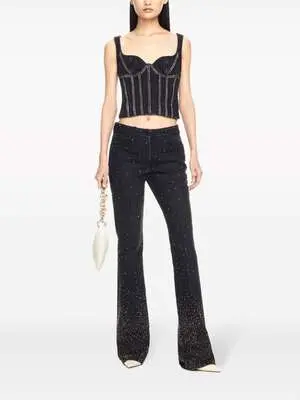 Off-White Embellished Slim-fit Flared Jeans