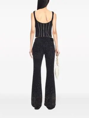 Off-White Embellished Slim-fit Flared Jeans