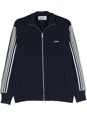 AUTRY Logo-patch Zip-up Cardigan - Blue
