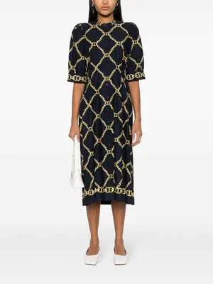 TWINSET Chain-link Print Midi Dress - Blue