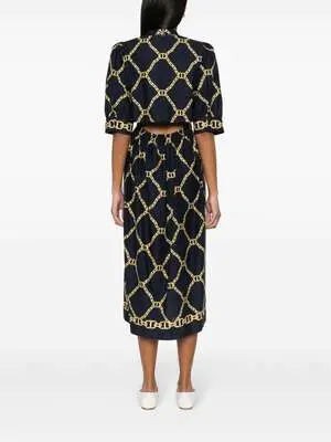 TWINSET Chain-link Print Midi Dress - Blue