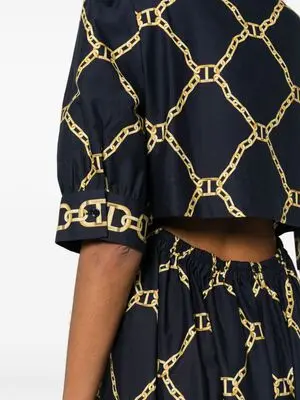TWINSET Chain-link Print Midi Dress - Blue