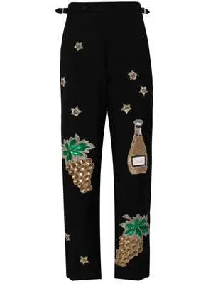 BODE Arbane Embroidered Tailored Trousers - Black