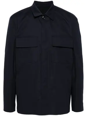 LARDINI Flap-pocket Cotton Shirt Jacket - Blue