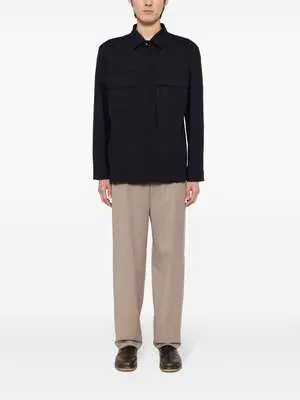 LARDINI Flap-pocket Cotton Shirt Jacket - Blue