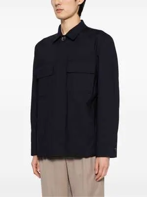 LARDINI Flap-pocket Cotton Shirt Jacket - Blue