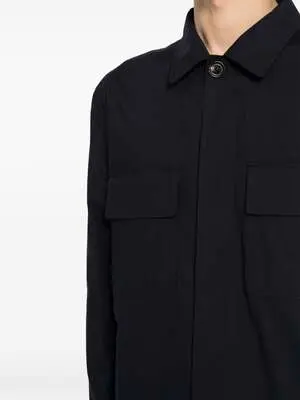 LARDINI Flap-pocket Cotton Shirt Jacket - Blue