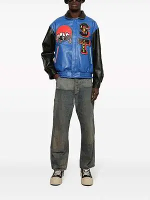 SAINT MXXXXXX X Denim Tears Leather Varsity Jacket