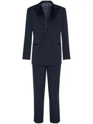 Brunello Cucinelli Silk Tuxedo Suit - Blue
