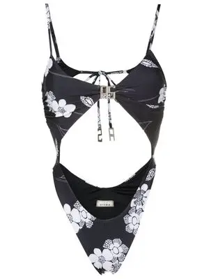 AMIR SLAMA Floral-print Swimsuit - Black