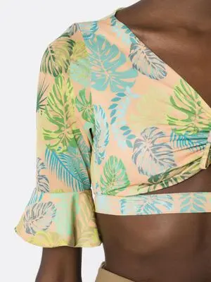 AMIR SLAMA Leaf-print Cropped Top