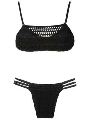 AMIR SLAMA Amir Slama Open-Knit Bikini Set Black