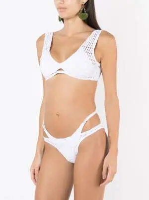 AMIR SLAMA Open-knit Layered Bikini Set - White