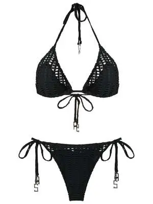 AMIR SLAMA Open-knit Triangle Bikini Set - Black