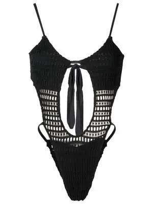AMIR SLAMA Open-knit One-piece - Black