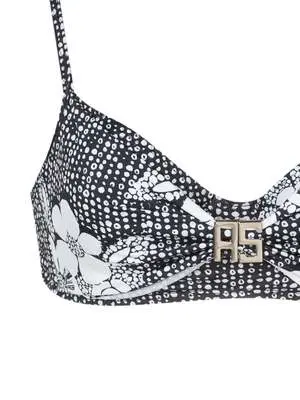 AMIR SLAMA Logo-plaque Floral-print Bikini