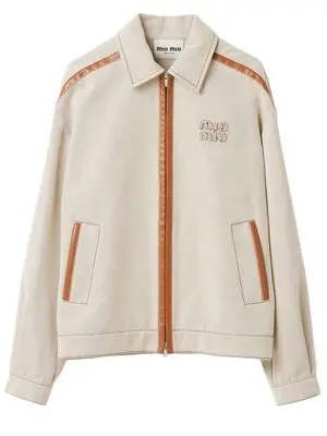 Miu Miu Jacquard Canvas Blouson Jacket - Neutrals