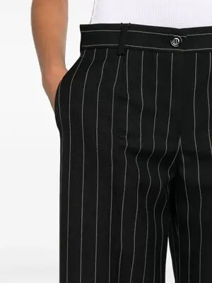 Dolce & Gabbana Pinstriped Straight-leg Trousers - Black