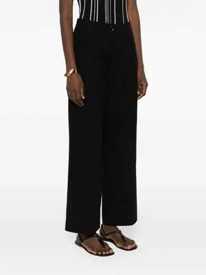 TOTEME Organic Cotton Wide Leg Chino Trousers - Black