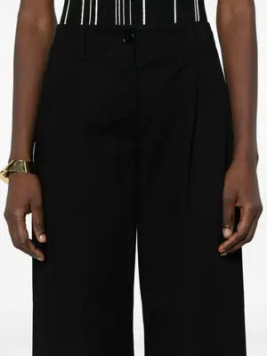 TOTEME Organic Cotton Wide Leg Chino Trousers - Black
