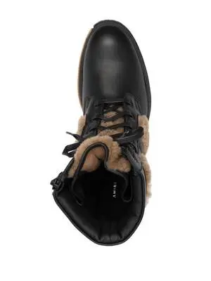 Amiri Fur-panelled Lace-up Combat Boots