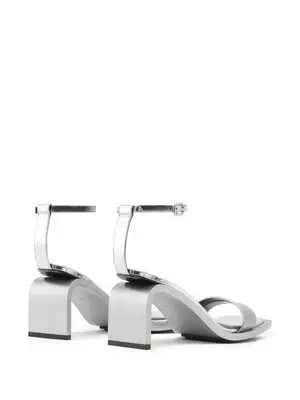 COURREGES Stream Mirror 70mm Leather Sandals - Silver