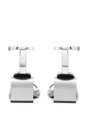 COURREGES Stream Mirror 70mm Leather Sandals - Silver